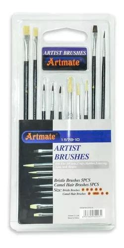Set 10 Pinceles 7 Redondos Y 3 Chatos Artmate