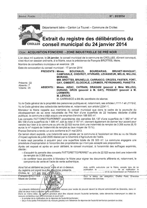 Calaméo Crolles Deliberation 1 2014 1 Acquisition Fonci Re Zi De Pr Noir