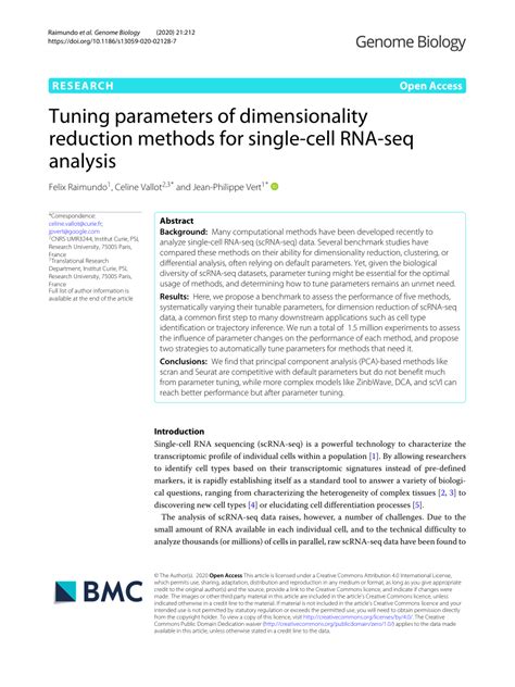 pdf tuning parameters of dimensionality reduction methods for single cell rna seq analysis
