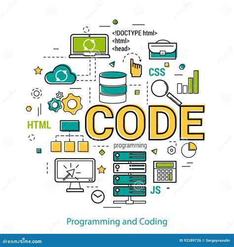 programming and coding linear concept stock vector illustration of cloud hardware 92289726