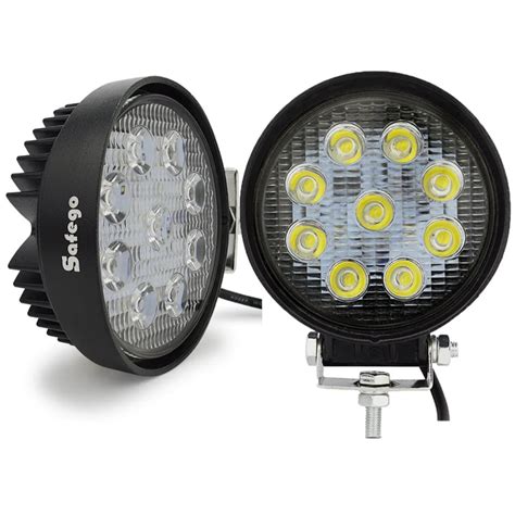 2pcs 27w Led Work Light Spot Flood Offroad Truck Working Lights Round