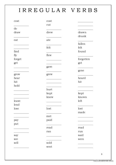 Irregular Verbs Reference Chart and Deutsch DAF Arbeitsblätter pdf doc