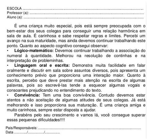 15 Opções de Modelo de relatório INDIVIDUAL do aluno
