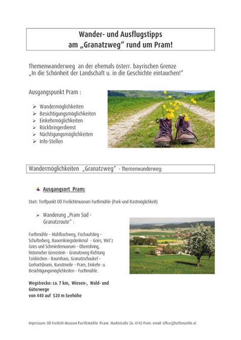 PDF Wander Und Ausflugstipps Am Granatzweg Rund Um Pram