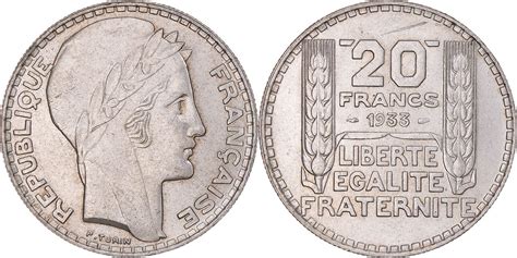Frankreich 20 Francs 1933 Paris Münze Turin Paris VZ Silber KM