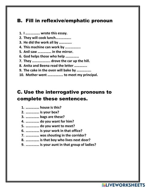 Grade 6 Kinds Of Pronouns Worksheet Live Worksheets Worksheets Library