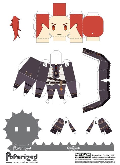 Genshin Impact Diluc Ragnvindr Papercraft Anime Paper Paper Doll Template Anime Crafts