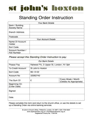 Fillable Online Standing Order Instructiondocx Fax Email Print PdfFiller