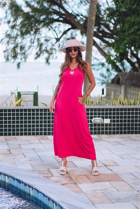 Vestido Longo Alça Larga Lu Modas Roupas e Acessórios Femininos