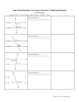 Parallel Lines Cut By A Transversal Finding Measures Of Angles W
