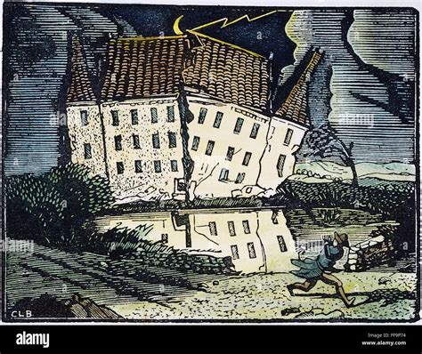 POE Casa Usher NWoodcut Por Constante Le Breton Durante Un Siglo XX