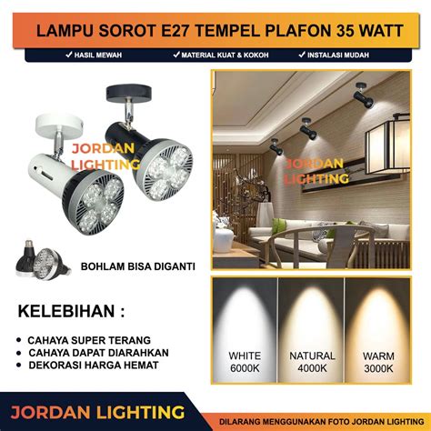 Jual Lampu Sorot Tempel Plafon 35 45 Watt Spotlight LED Fitting E27 35W