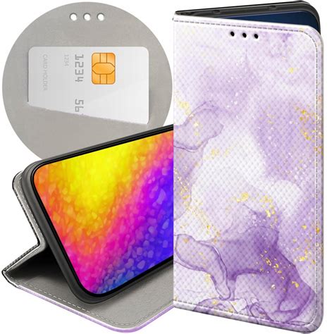 ETUI Z KLAPKĄ DO SAMSUNG GALAXY S10 PLUS WZORY FIOLETOWE FIOLET