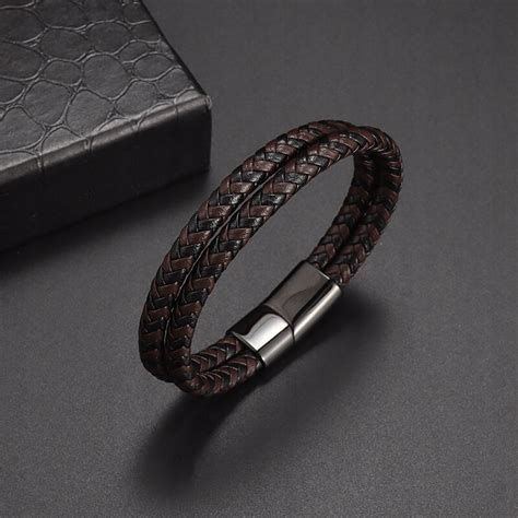BRANSOLETKA SKÓRZANA STAL NIERDZEW MEGA 22CM 14366358668 oficjalne