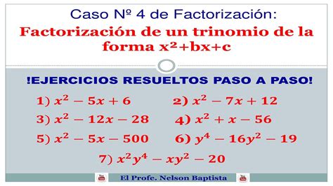 factorización de un trinomio de la forma x2 bx c YouTube