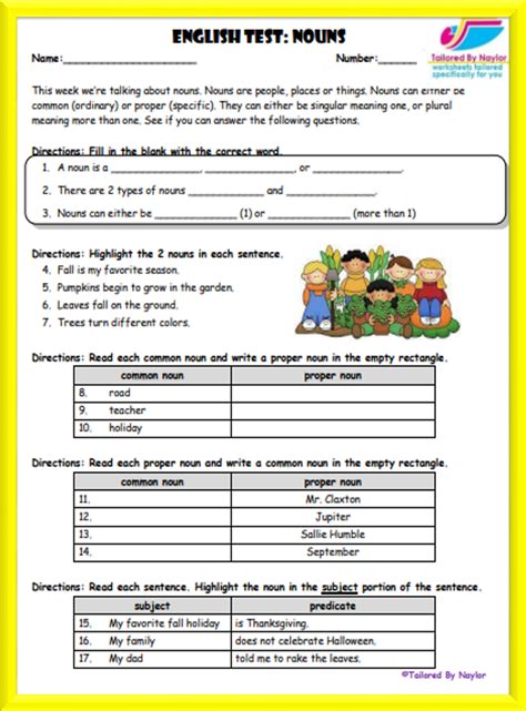 English Test Common And Proper Nouns Made By Teachers