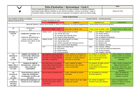 Une évaluation de gymnastique au sol en 6ème Programme EPS
