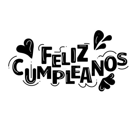 Happy Birthday In Spain Lettering In Spanish With Cake And Curlicues