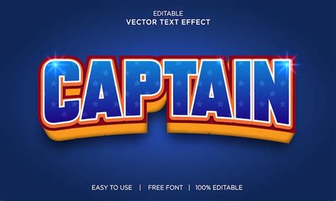 Premium Vector Captain Editable Text Effect Design With Premium Vector