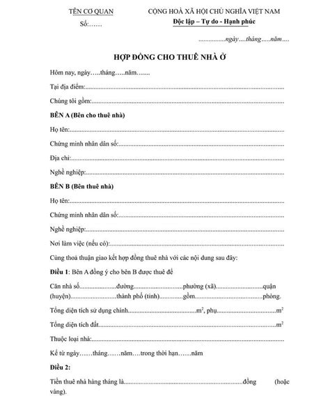Top 10 mẫu hợp đồng cho thuê nhà trọ file word mới nhất