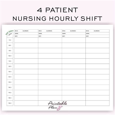 Nurse Hourly Shift Schedule 4 Patient Medication Nursing Shift