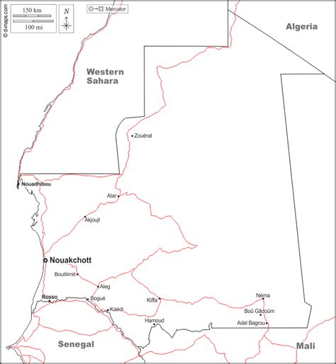 Mauritanie Carte G Ographique Gratuite Carte G Ographique Muette