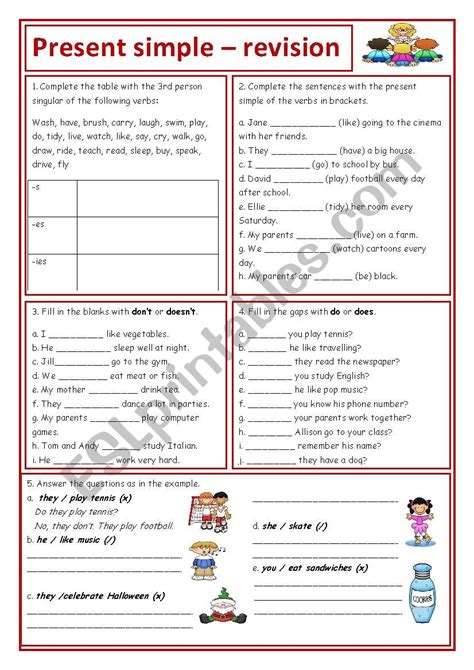 Revision Present Simple Tense Gramtica Inglesa Ejercicios Fichas
