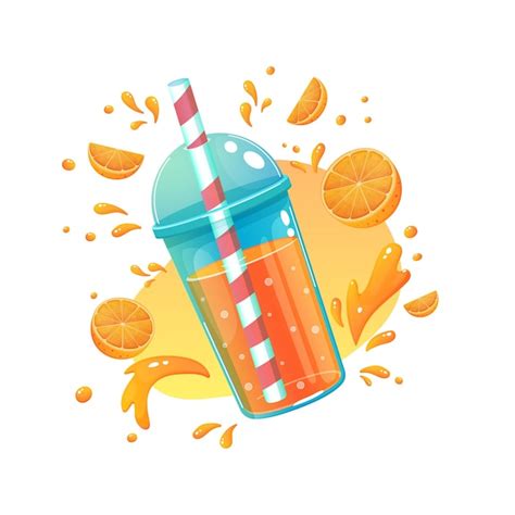 Jugo de naranja en un vaso con salpicaduras naranja ilustración de