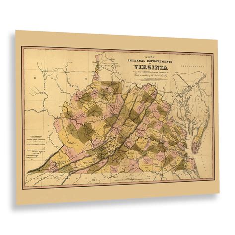 HISTORIX Vintage 1848 Virginia Map Print Vintage Map Of Virginia