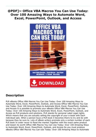 Pdf Office Vba Macros You Can Use Today Over Amazing Ways To