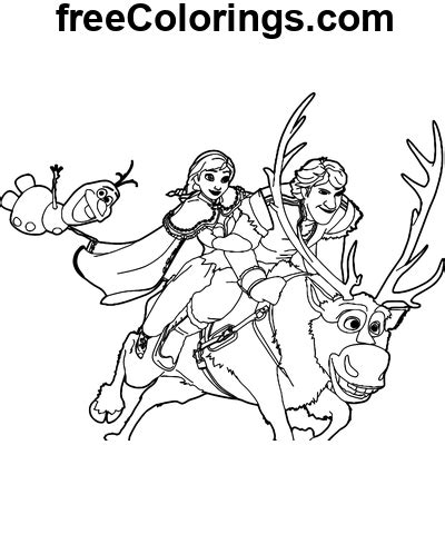 Anna Y Kristoff Montando Un Ciervo Sven Dibujos Para Colorear