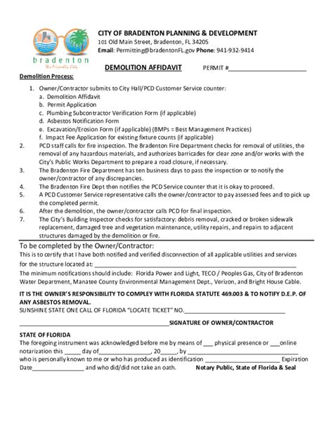 Fillable Online DEMOLITION AFFIDAVIT Fax Email Print PdfFiller