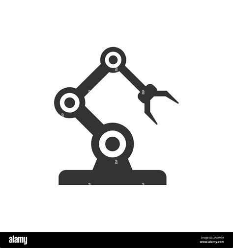 Robot Arm Icon In Flat Style Mechanic Manipulator Vector Illustration