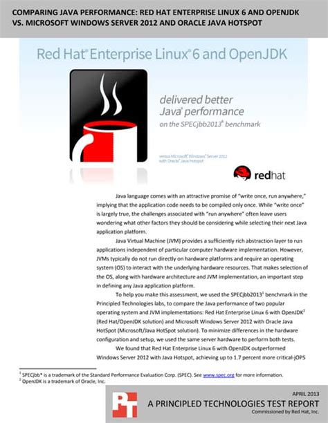 comparing java performance red hat enterprise linux 6 and openjdk vs microsoft windows server