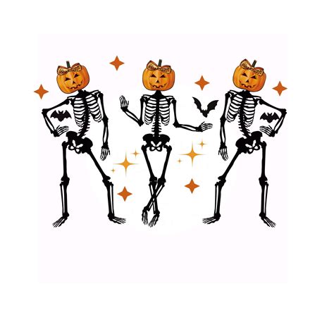 Dancing Pumpkin Head Skeletons Halloween Png Files Dancing Etsy