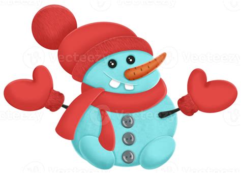 Cartoon Snowman In Hat Scarf And Gloves 15117516 PNG