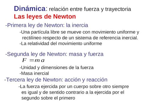 PPT Dinámica relación entre fuerza y trayectoria Las leyes de