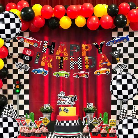Pieces Race Car Party Decorations Set With Happy Birthday Balloon
