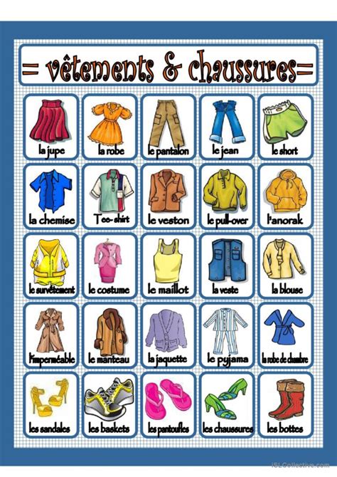 Vocabulaire Vetements En Francais Atelier Yuwa Ciao Jp