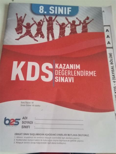 8 sınıf Bes yayınları kurumsal deneme kds 4 sayısal bölüm cevap