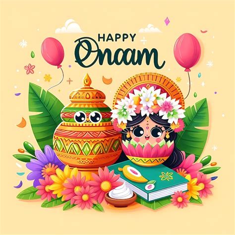 Illustration Design Happy Onam Celebration Premium AI Generated Image