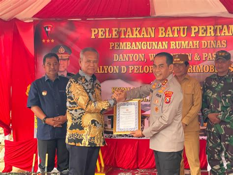 Hadiri Peletakan Batu Pertama Rujab PJU Batalyon D Pelopor Pj Gubernur