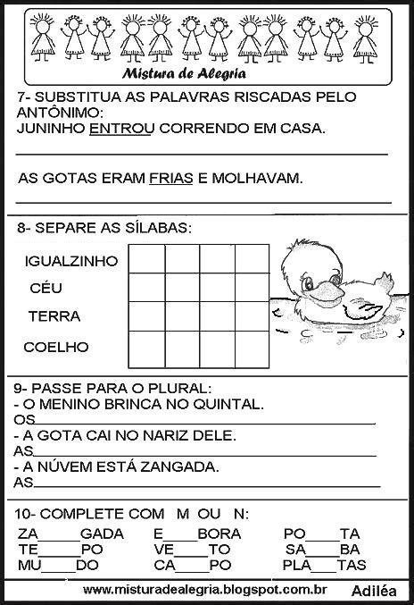 Atividades De Português 1 Ano Para Imprimir