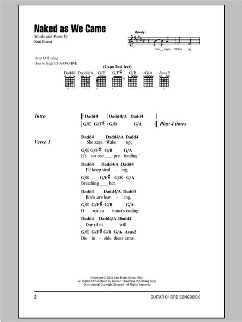Naked As We Came By Iron Wine Sheet Music For Guitar Chords Lyrics At