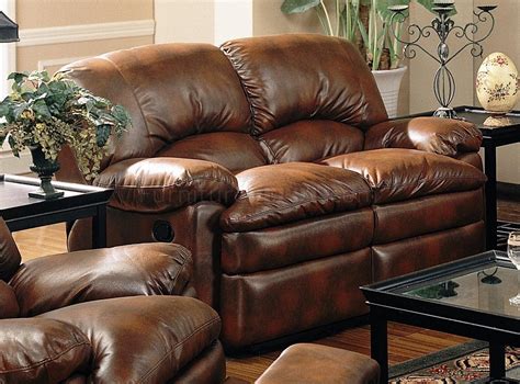 Rich Brown Bonded Leather Modern Reclining Sofa W Options