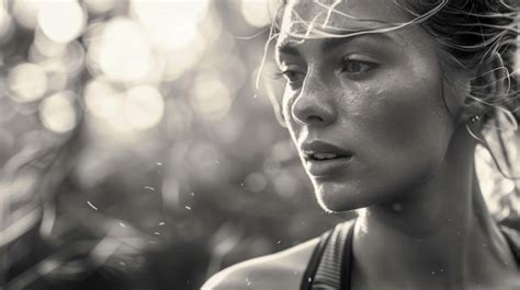 A Woman With A Wet Face And Hair Premium AI Generated Image