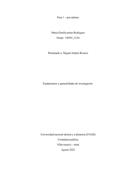Fase 1 Presaberes Fundamentos Y Generalidades Fase 1 Pre Saberes