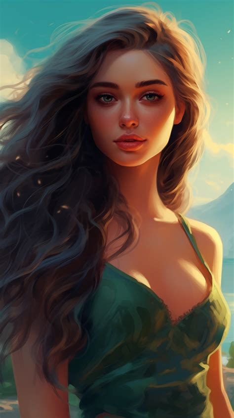 Fantasy Art Women Fantasy Girl Brown Hair Blue Eyes Girl Drawing
