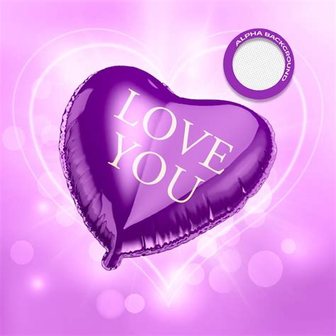 Un Globo Morado En Forma De Coraz N Dice Te Amo En L Archivo Psd Premium