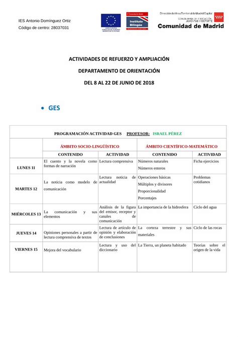 PDF ACTIVIDADES DE REFUERZO Y AMPLIACIÓN DEPARTAMENTO DE